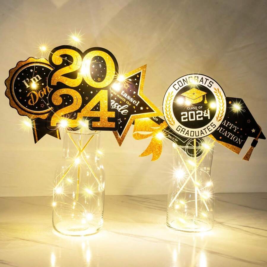 36pcs Graduation Decorations For Class Of 2024 Black Gold Graduation