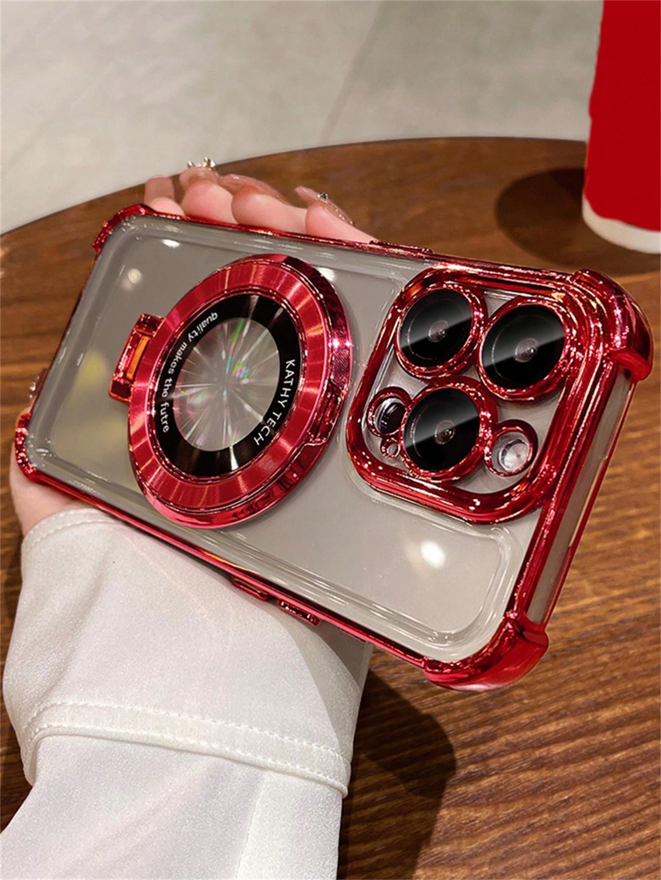 For IPhone 15 Pro Max Bracket Holder Stand Case Luxury Transparent ...