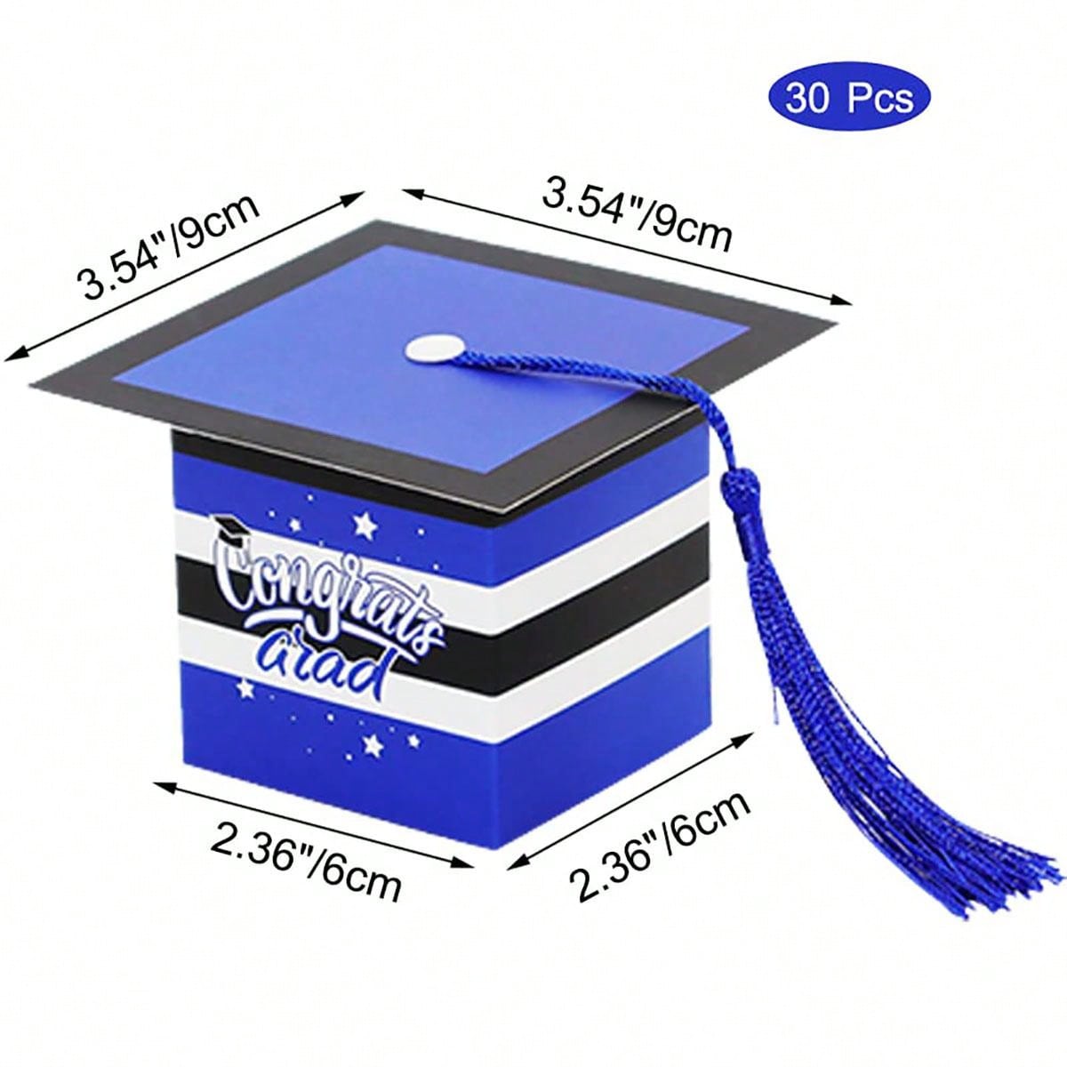 30Pcs Graduation Candy Boxes Blue White Congrats Grad Graduation Gift ...