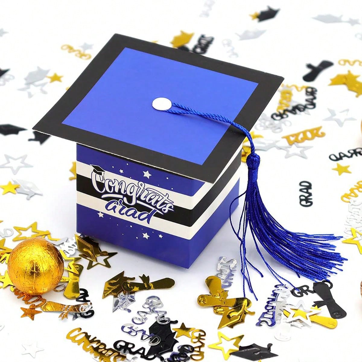 30Pcs Graduation Candy Boxes Blue White Congrats Grad Graduation Gift ...