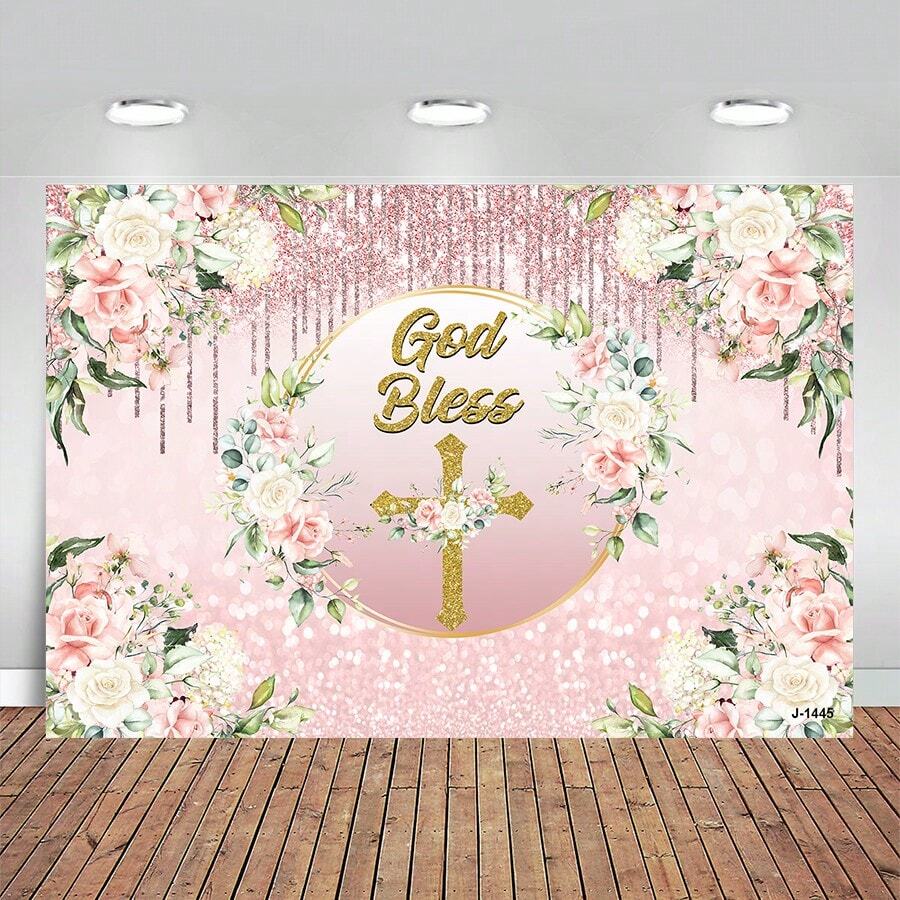 Boy Girl Baptism Background Newborn Christening First Holy God Bless ...