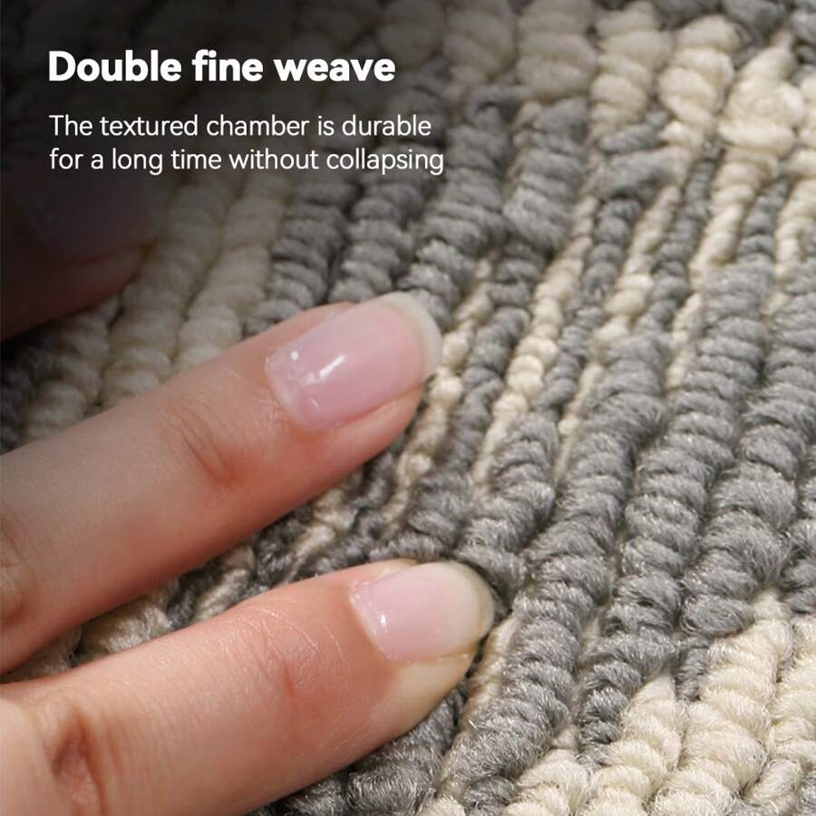 1pc 50*80cm Polypropylene Double Layer Woven Circle Fluff Rug, Tpr Anti ...