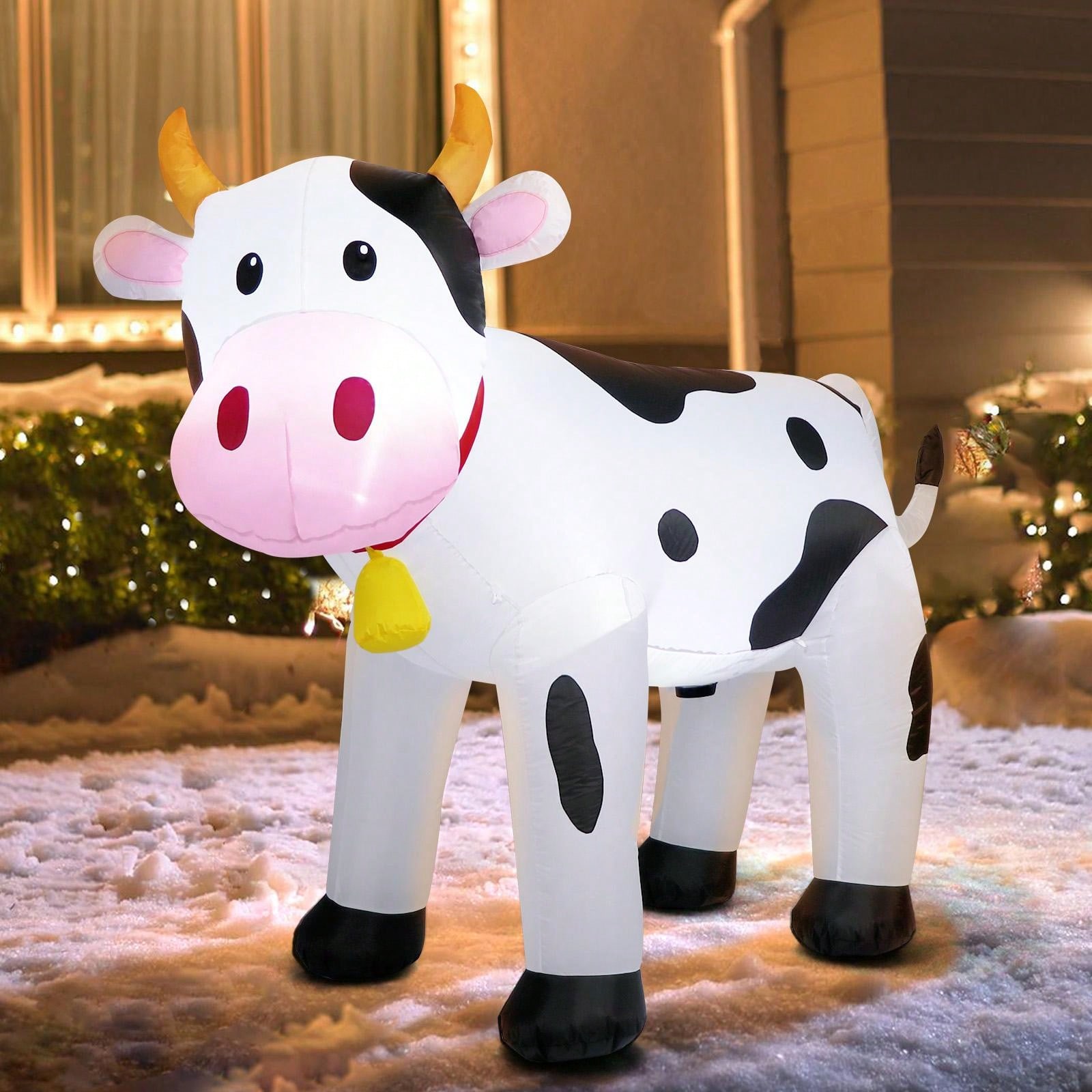 6 FT Christmas Inflatable Cow Decoration With LED Lights Outdoor ...