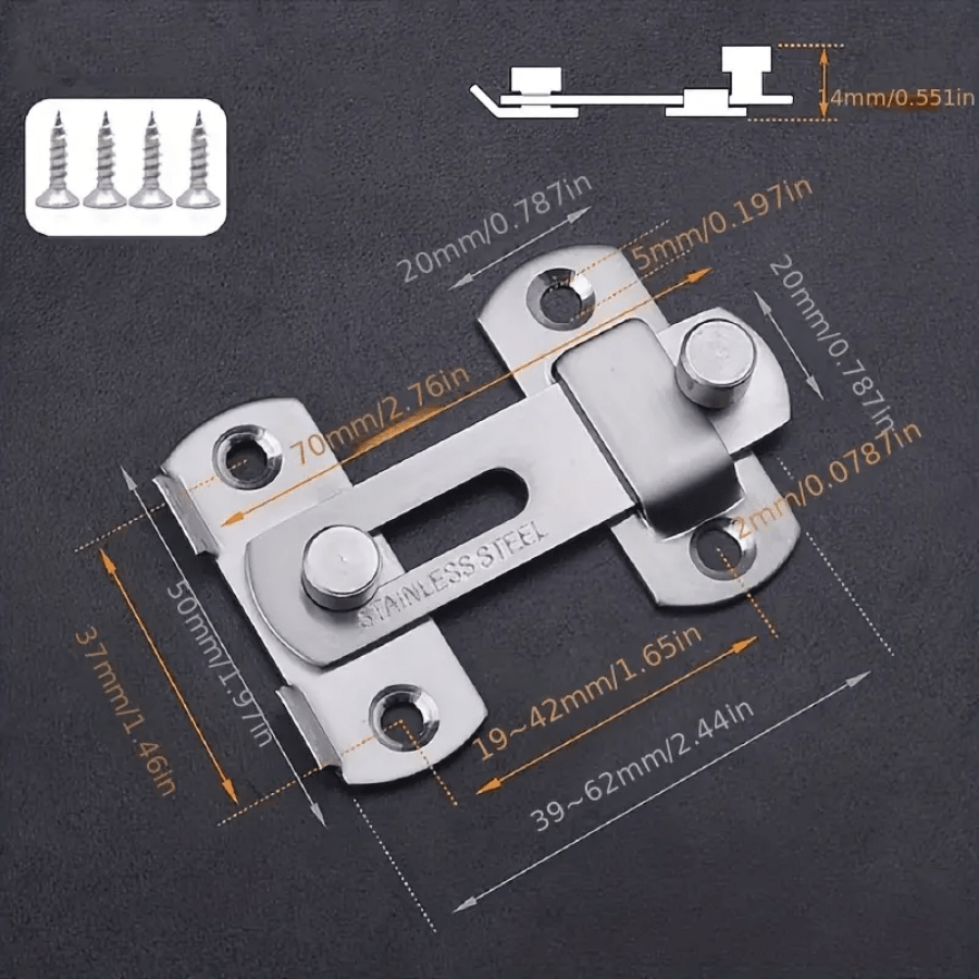 Stainless Steel Latch Bolt Lock For Sliding Doors, Windows, Cabinets ...