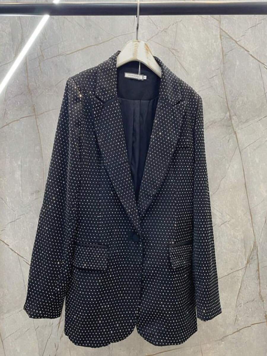 Jessy Caroline Blaser alfaiataria pedraria strass alongado | SHEIN Brasil