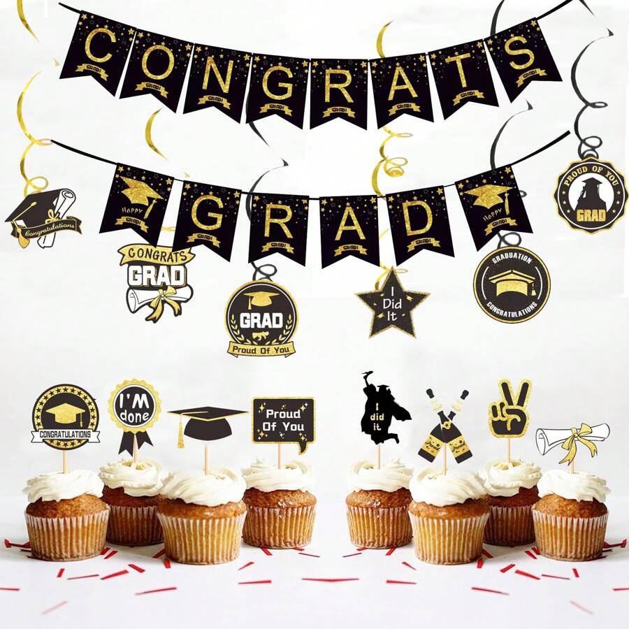 32Pcs Graduation Banner 2024 Congrats Grad Banner Party Supplies With ...