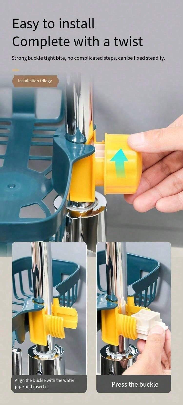 1pc Creative Faucet Storage Rack For Kitchen Sink Drying, Without Holes ...