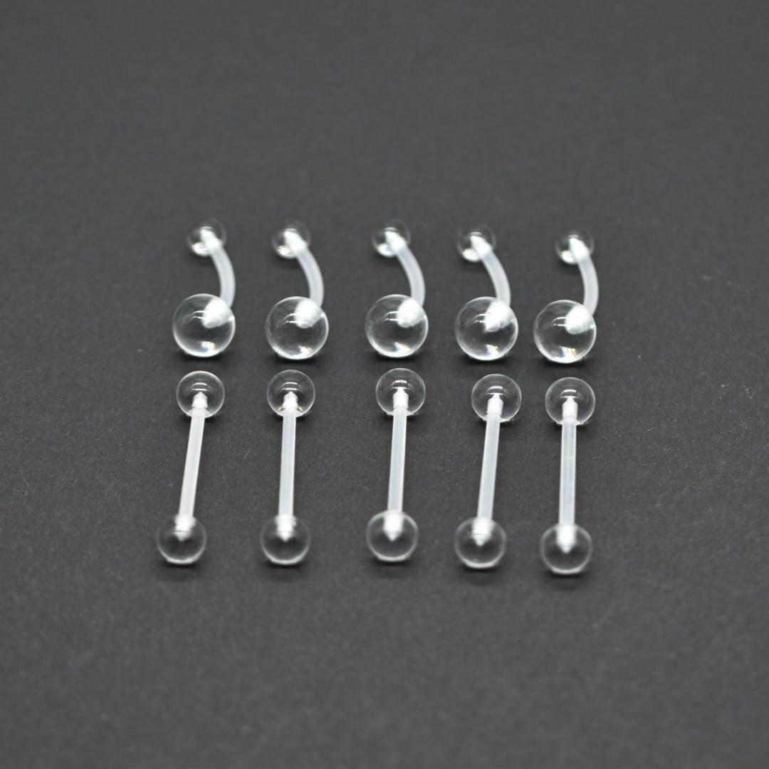 20pcs Clear Piercing Retainers For Piercing Jewelry, Tongue/Nipple/Nose ...