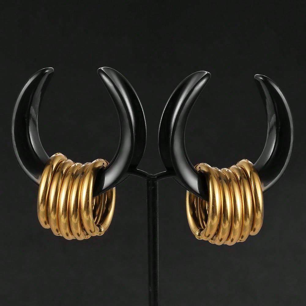 2PCS Ear Saddle With Loops 316 Stainless Steel Expander Piercing Women ...