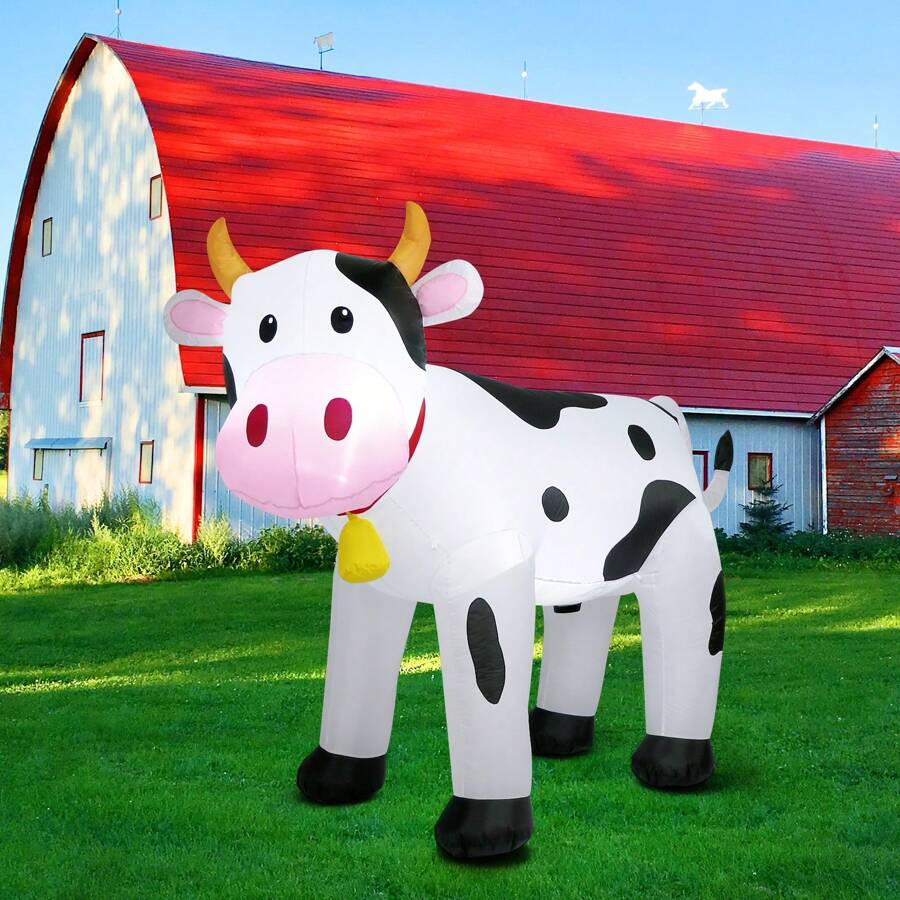6 FT Christmas Inflatable Cow Decoration With LED Lights Outdoor ...