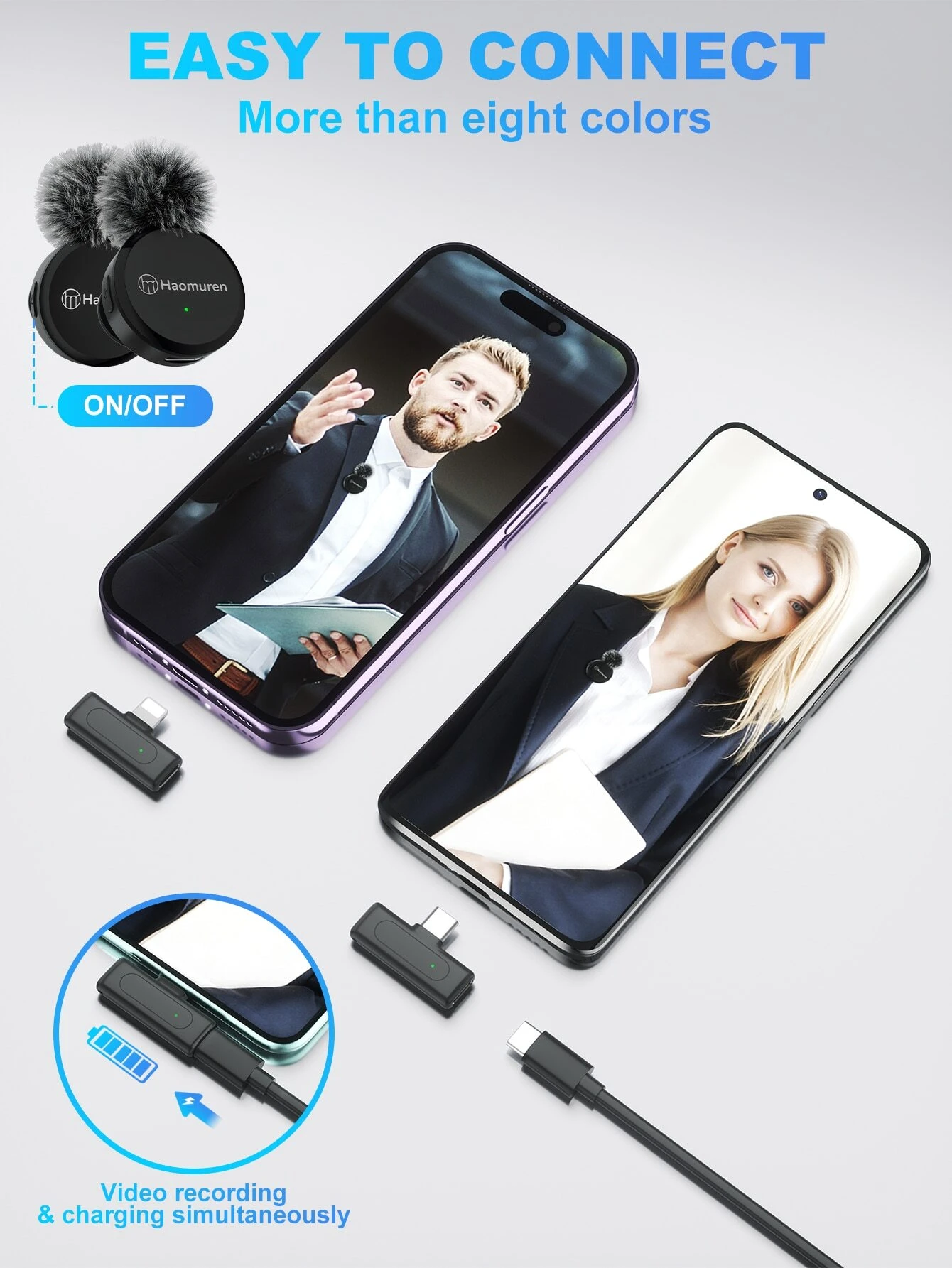 Haomuren Portable Mini Microphone Plug And Play, Lavalier Microphone With Windshield For Noise ...