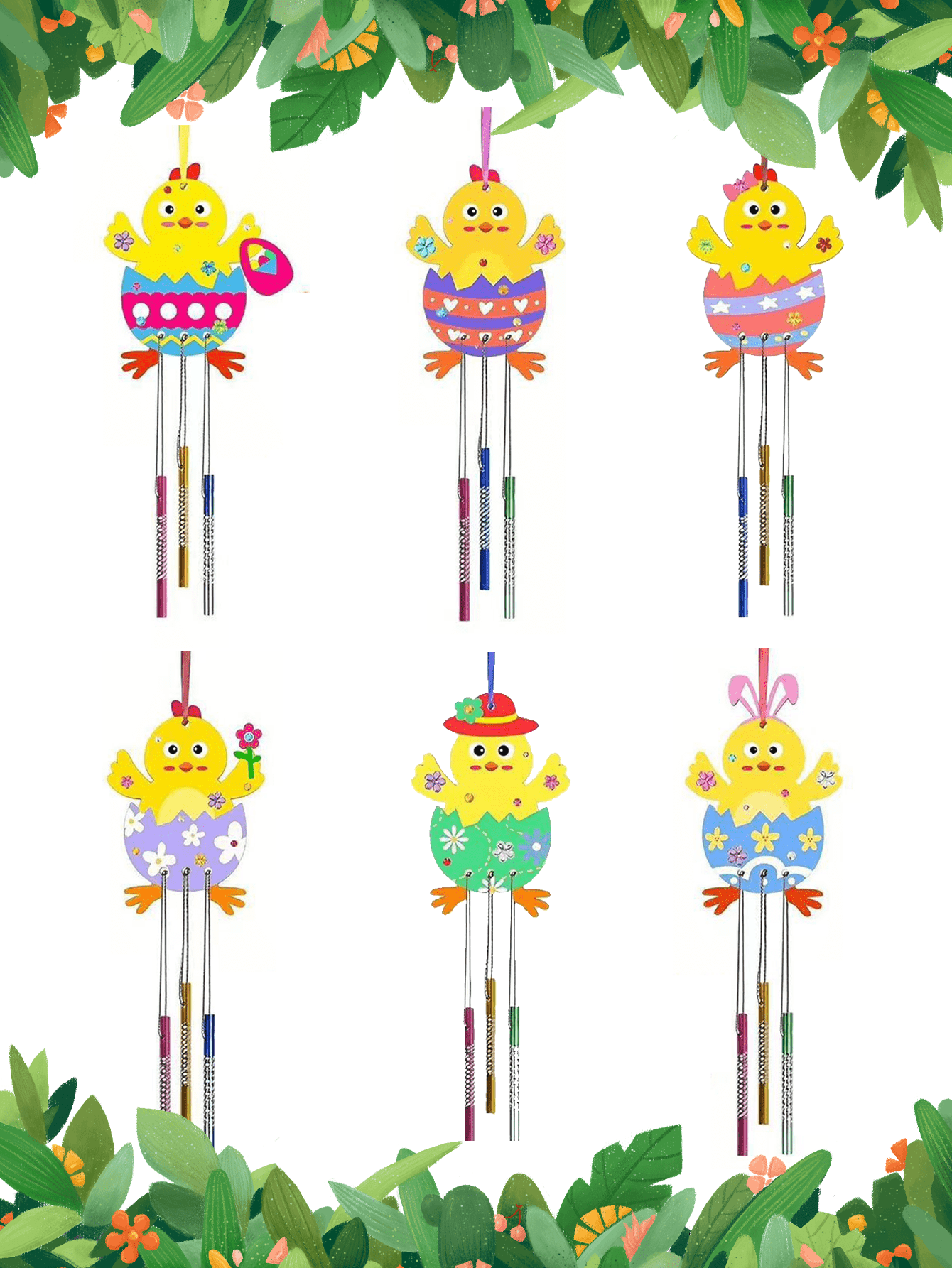 Easter Themed Wind Chime Set For Kids,Including Handmade Bunny Shaped ...