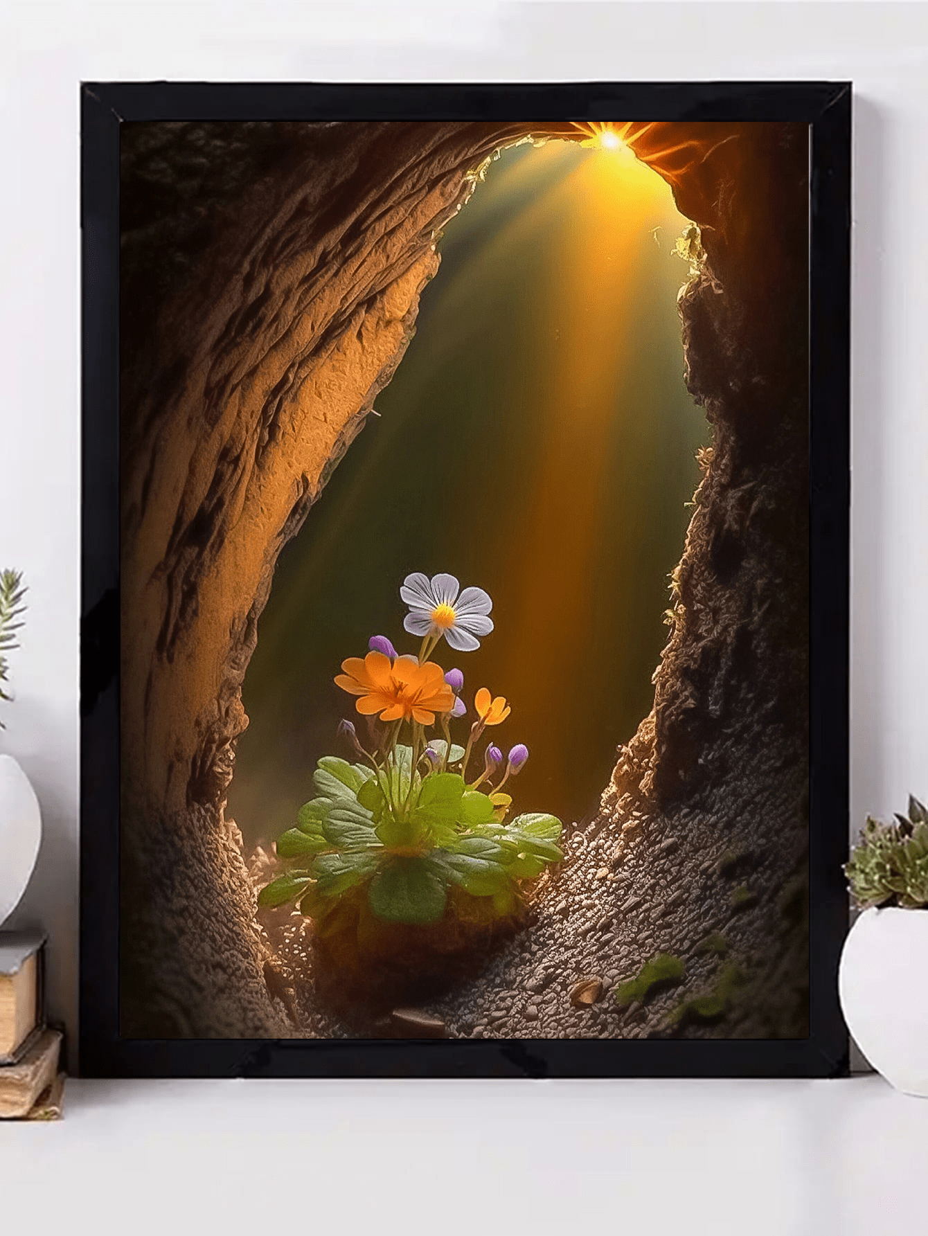 1pc Cave Flowers Diy Realistic Style 5d Diamond Painting Mosaic Round ...