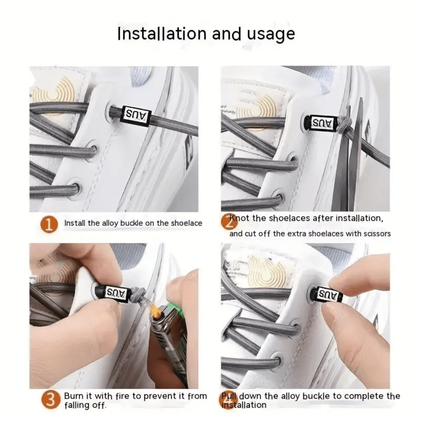 1 Pair Shoelaces And 4pcs Shoes Clasps Set, Simple Installation No Tie ...