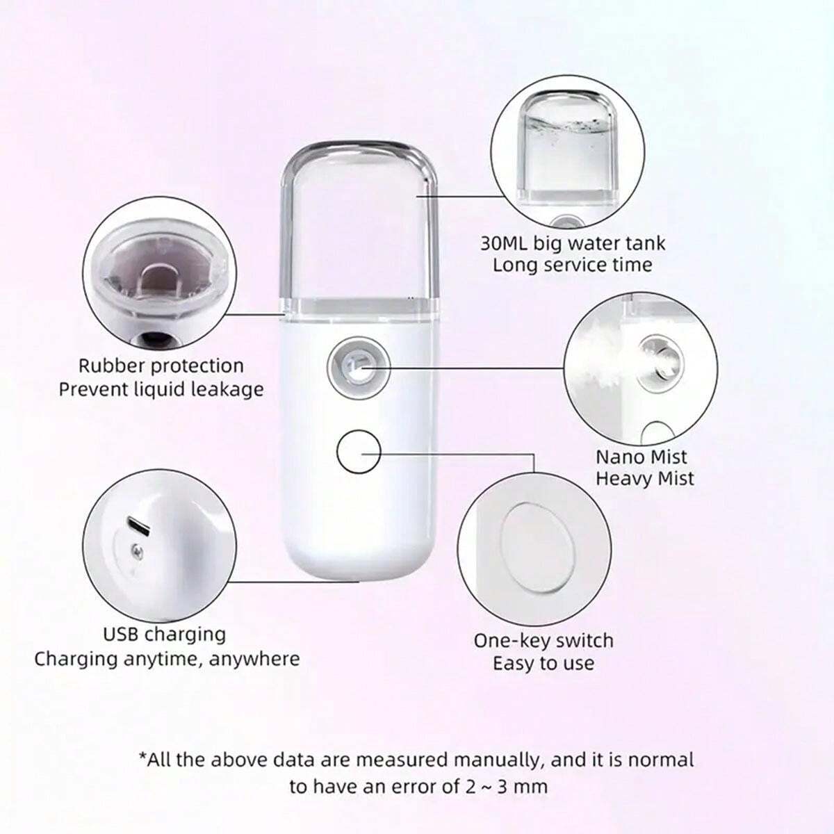 1 Pc Facial Humidifier, Facial Rehydration, Mini Fogger,Oxygen Syringe ...