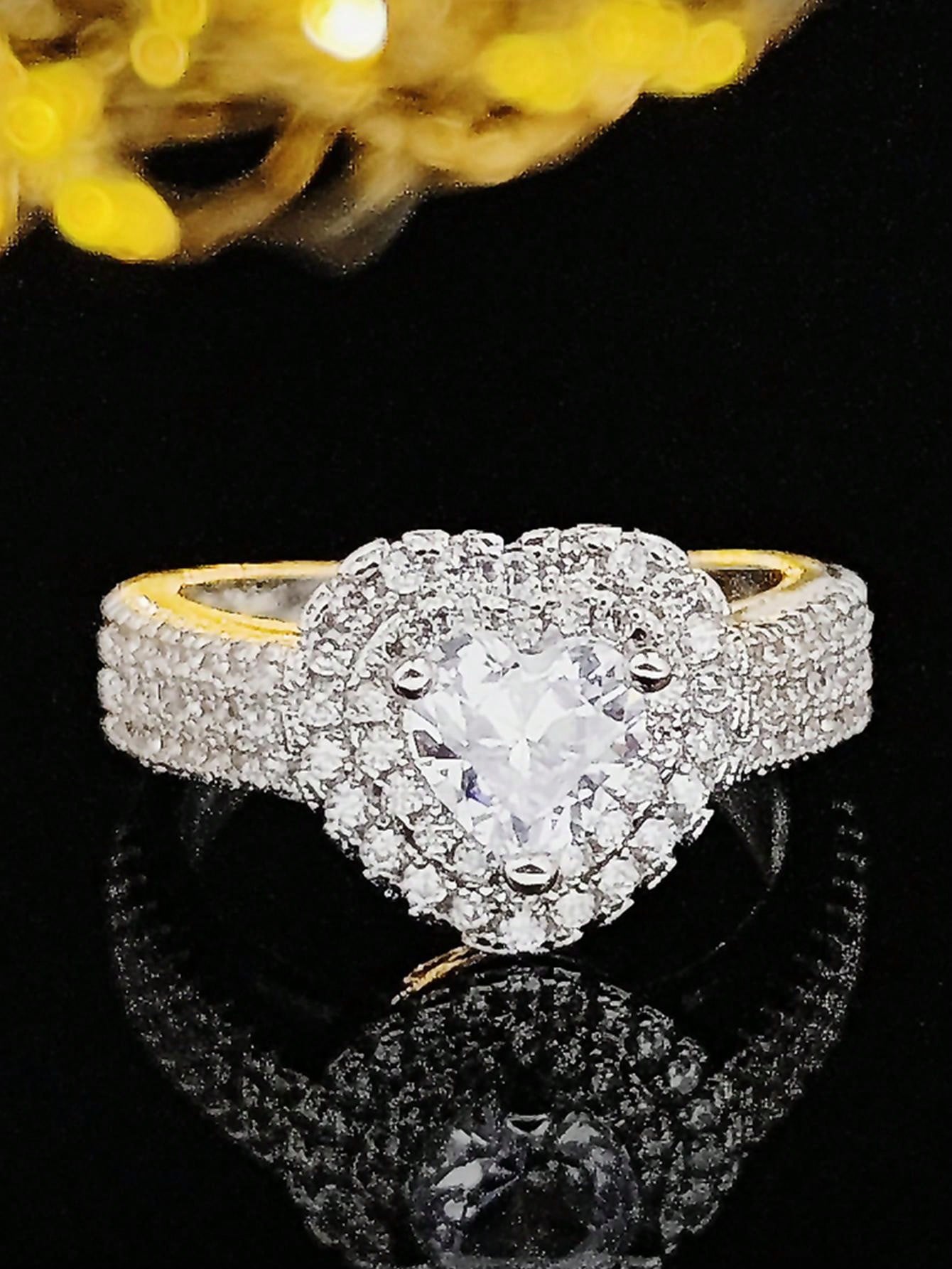 2024 New Arrival Silver Color Heart Cut Engagement For Women Love Girl ...