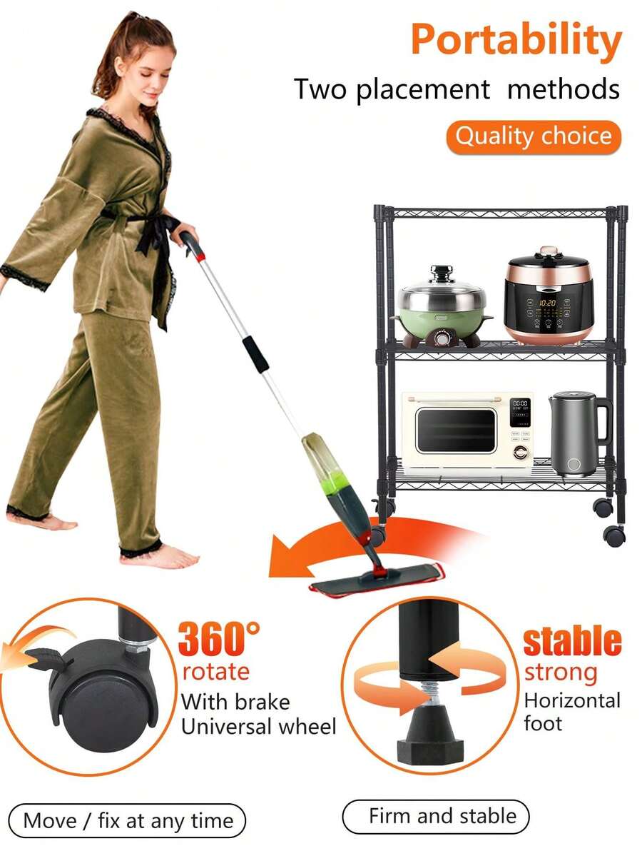 3-Tier Adjustable Wire Shelving Storage Shelves Heavy Duty Shelving ...