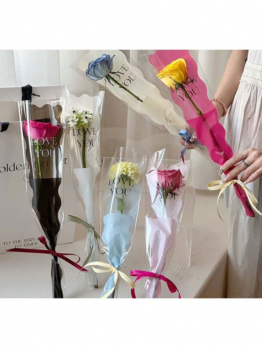 50pcs Single Bouquet Flower Opp Wrapping Paper, Half-Transparent Gift ...