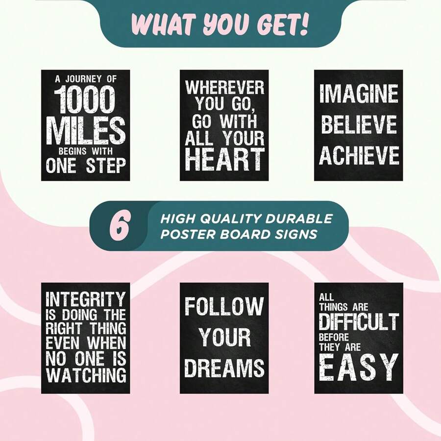6 Sheets Motivational And Positive Quotes Print Posters,Chalkboard ...