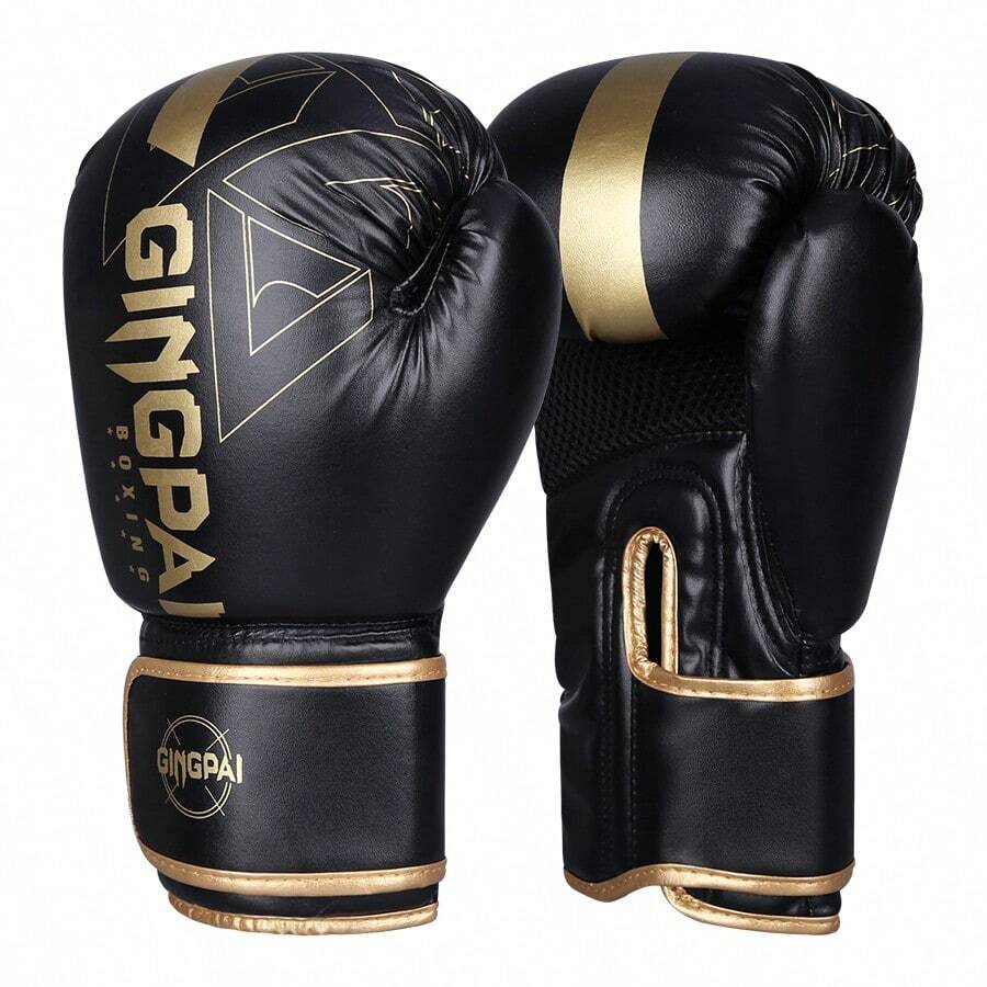 1pc Black & Gold Professional Boxing Gloves For Adults/Teens Mma ...