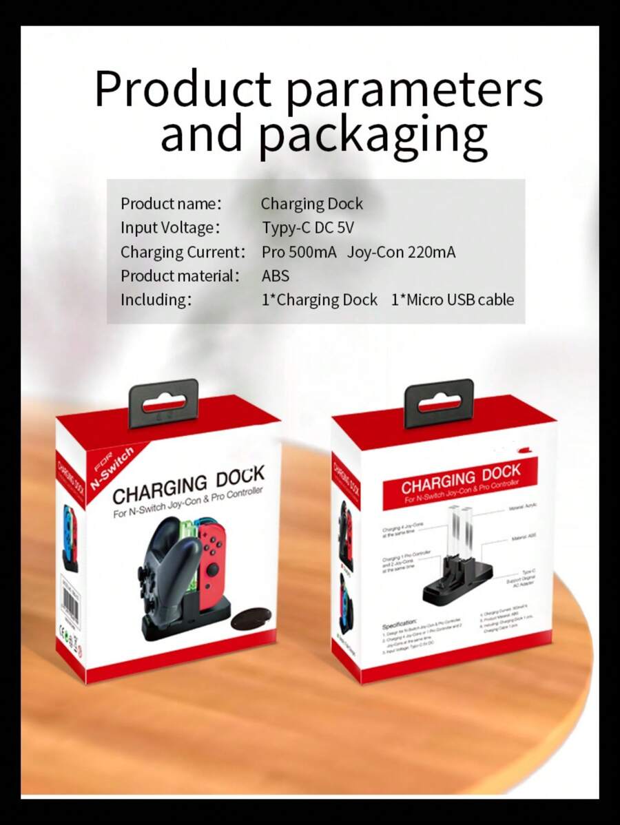 Gamepad Charging Dock Stand With Led Lighting For Switch Joy-Con ...