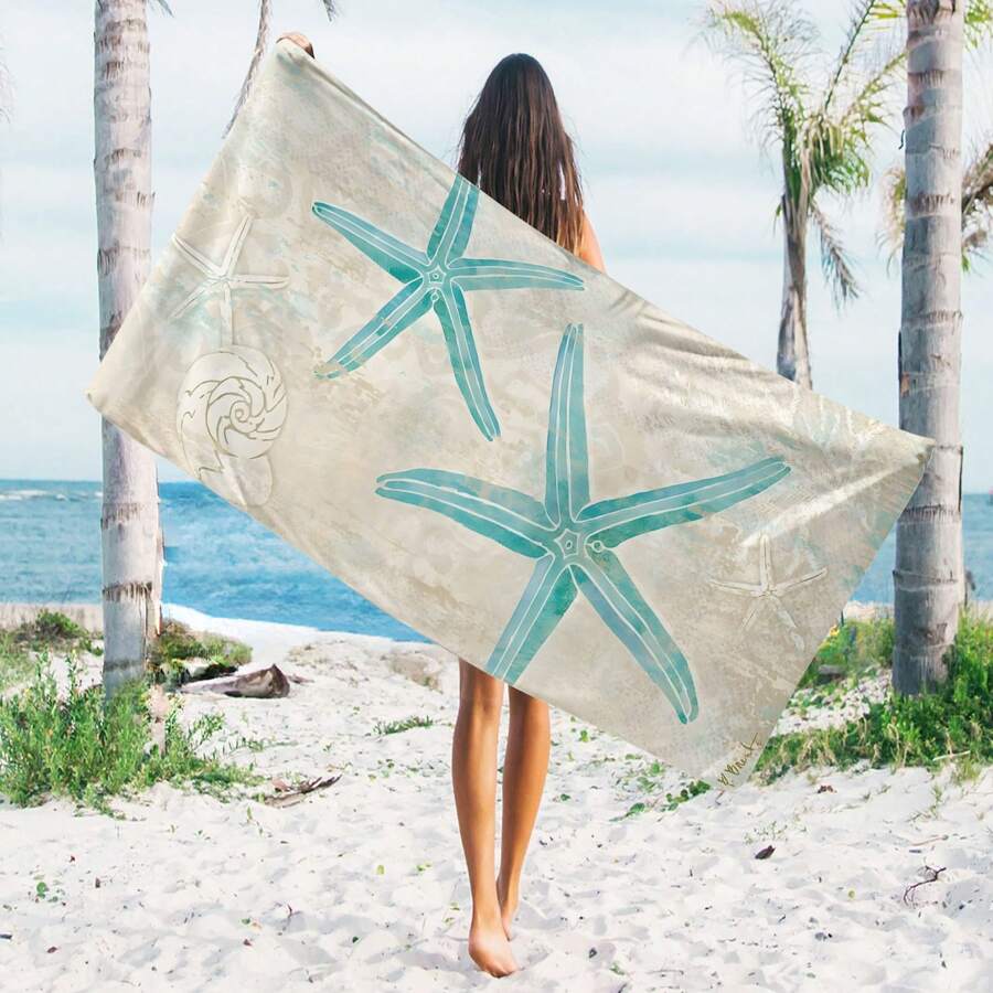 1P Shell Patterned Beach Towels, Ultra-Fine Fiber Beach Towels, Sports ...
