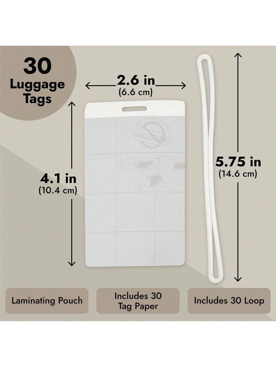 Juvale 30-Pack Self Laminating Luggage Tags With Loops, Pouches, And ...