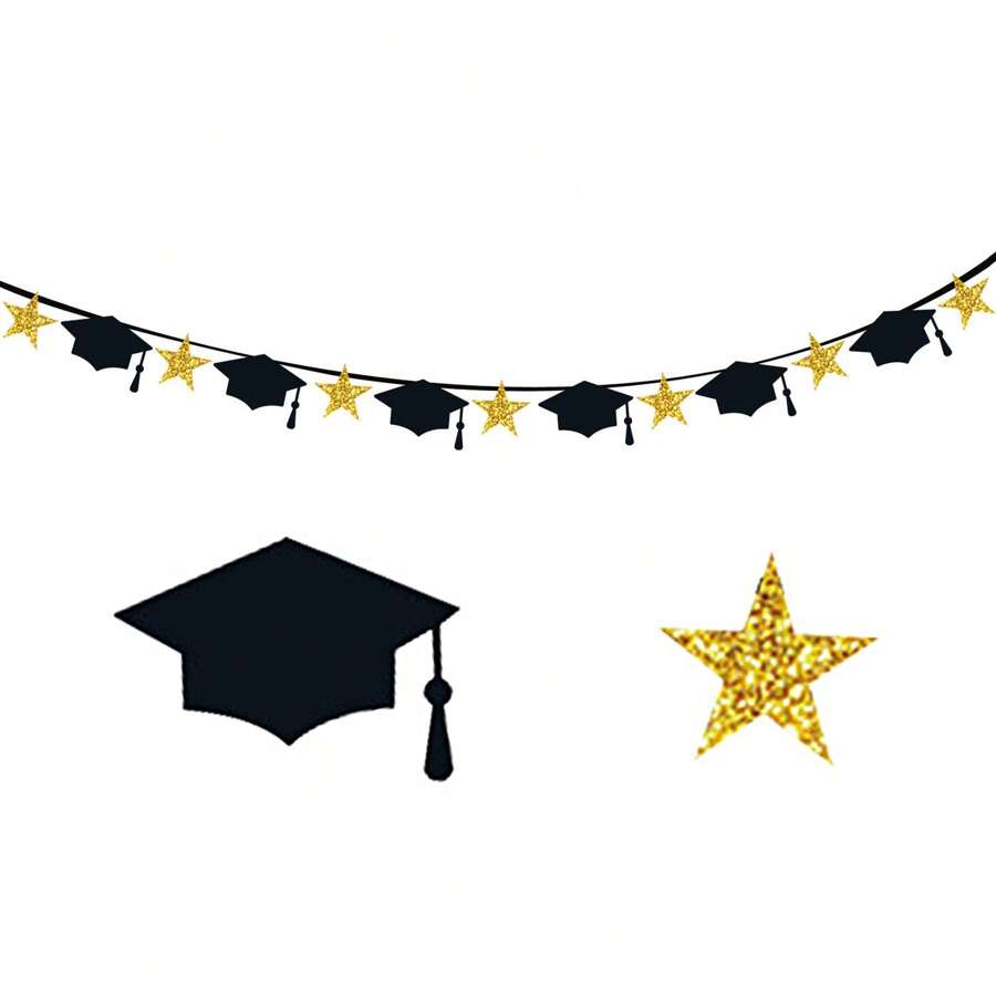 Graduation Decorations 2024 Grad Cap Hats Star Bunting Banners 4pcs ...