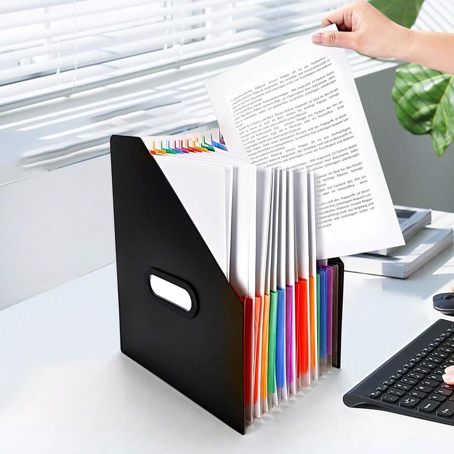 A4 Vertical File Folder With Colorful Lining, Portable Classification ...