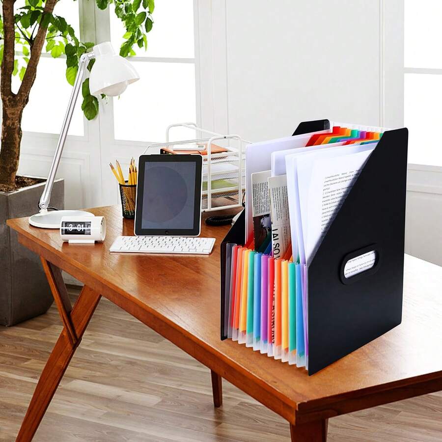 A4 Vertical File Folder With Colorful Lining, Portable Classification ...