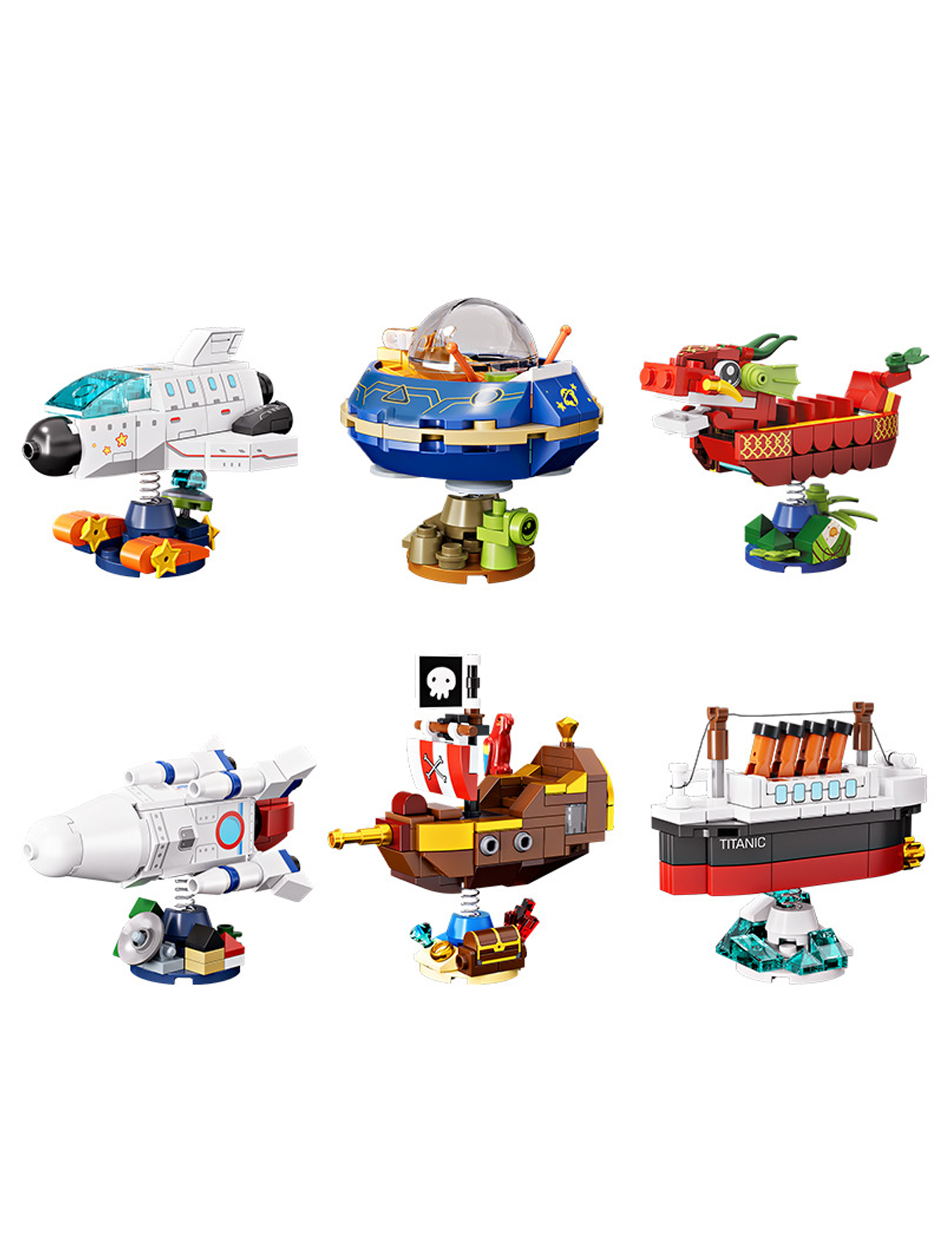 1pc Assembly-Type Spacecraft, Pirate Ship, Cruise, Dragon Boat, Rocket ...