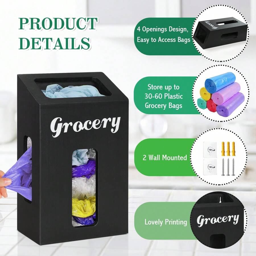 Plastic Bag Holders For Kitchen Organizers And Storage, Wall Mounted ...