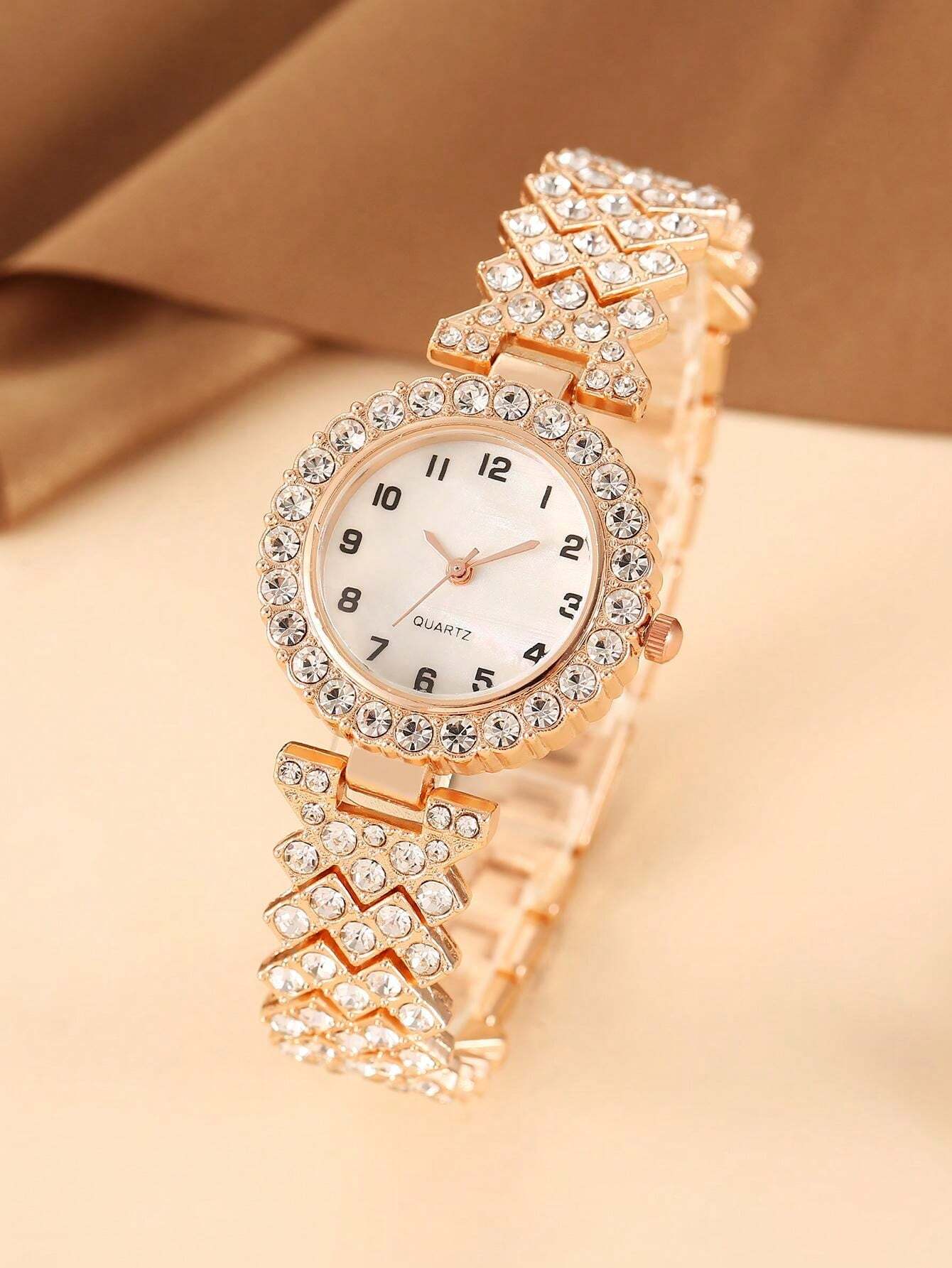 1pc Fashion Youth Fashion Light Luxury Water Diamond Quartz Watch And ...