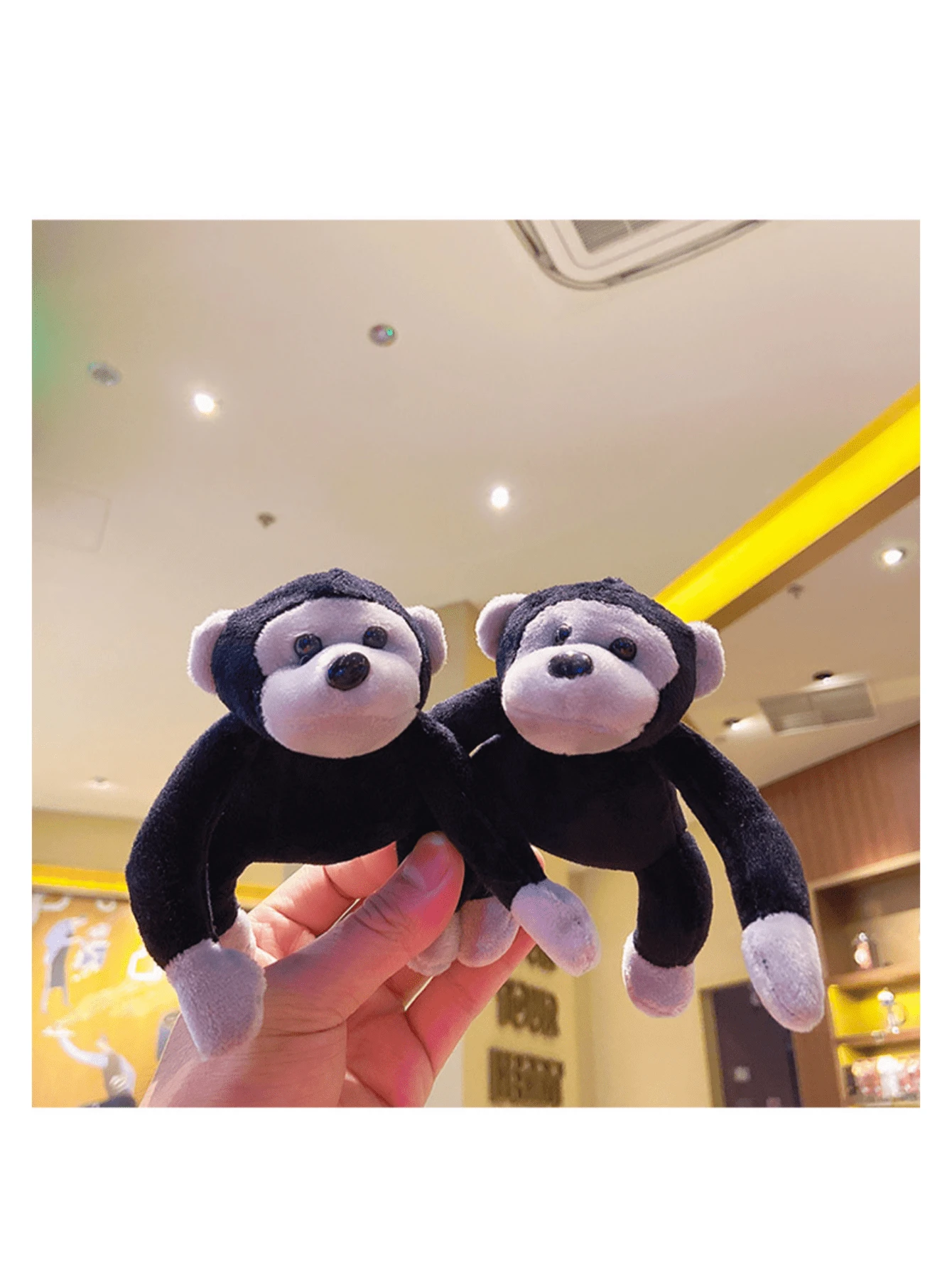 Cartoon Black Chimpanzee Keychain Plush Stuffed Animal Monkey Backpack ...