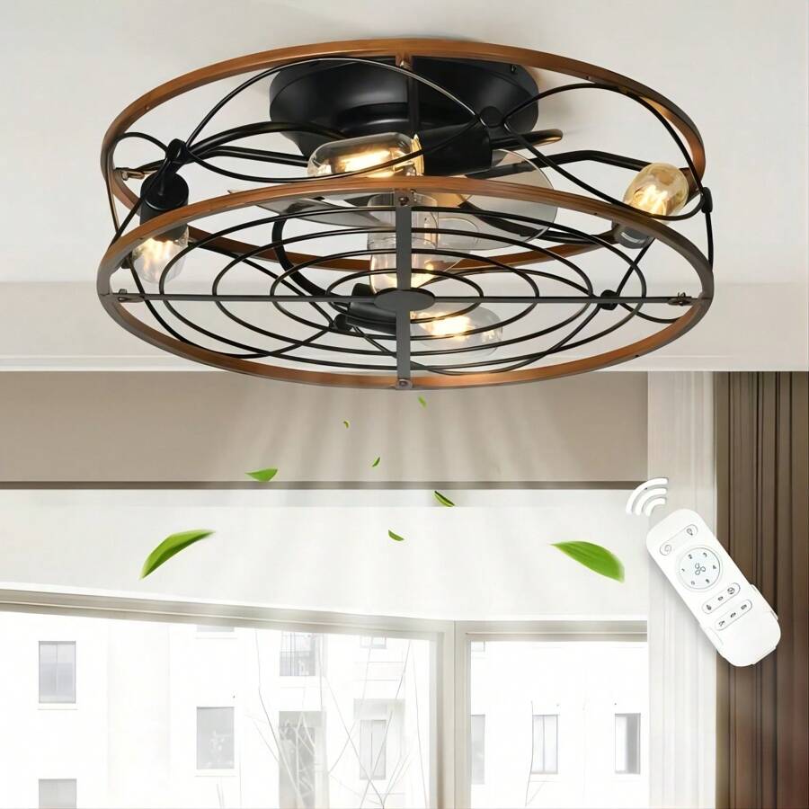 20'' Ceiling Fans With Lights Remote Control, Bladeless Low Profile ...