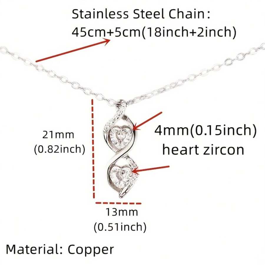 Interlocking Infinity Symbol Double Heart Copper Pendant Necklace ...