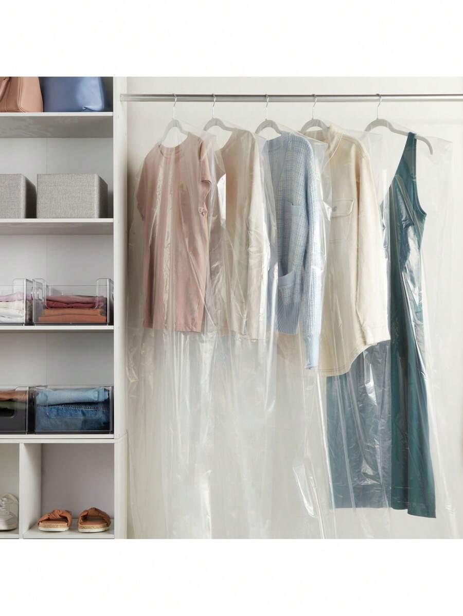 50 Pack Clear Plastic Garment Bags For Hanging Clothes, Long Dry ...