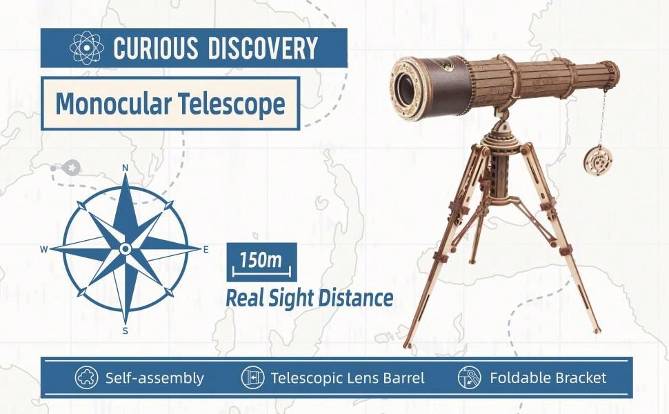 ROKR Wooden Models To Build Monocular Telescope 3D Wooden Puzzle DIY ... ROKR Wooden Models To Build Monocular Telescope 3D Wooden Puzzle DIY ...