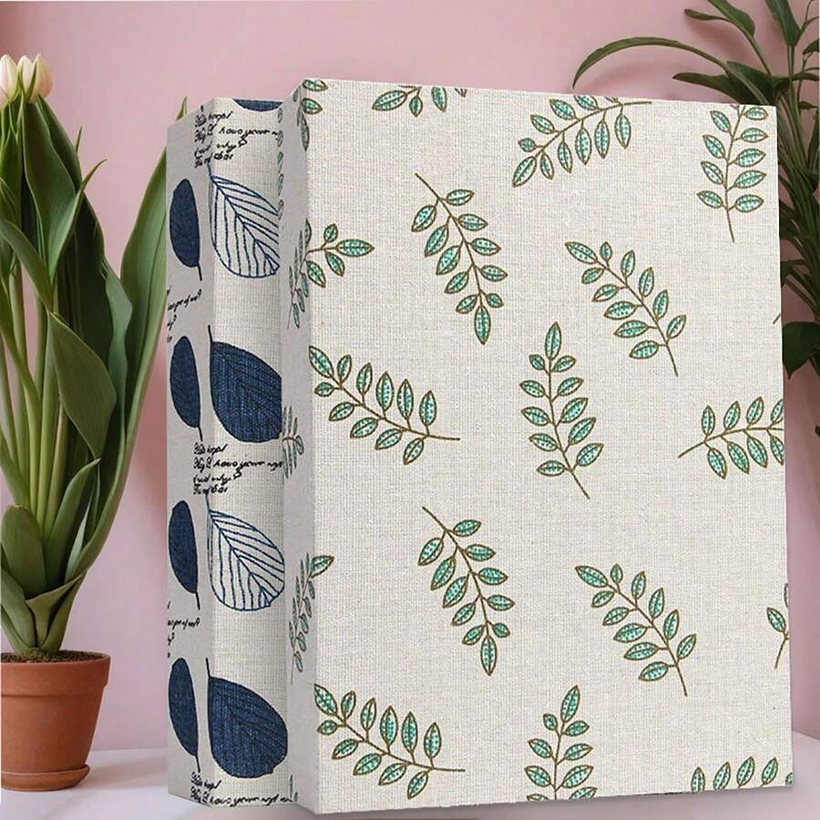 6-Inch 100 Sheets Blue Tree Leaves Design Pocket Cloth Photo Album With ...