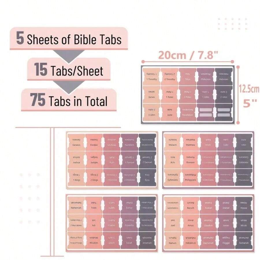75 Bible Tags, 5 Sheets, Adhesive Index Tags, Sunset Theme, Layering Of ...