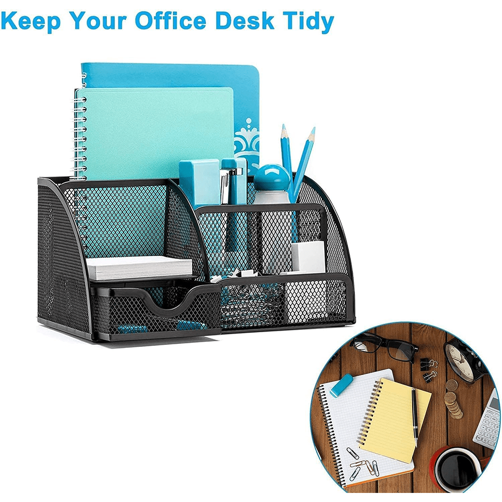 JOESTAR Mesh Desk Organizer,Desk Tidy Pen Holder 6 Components Office ...