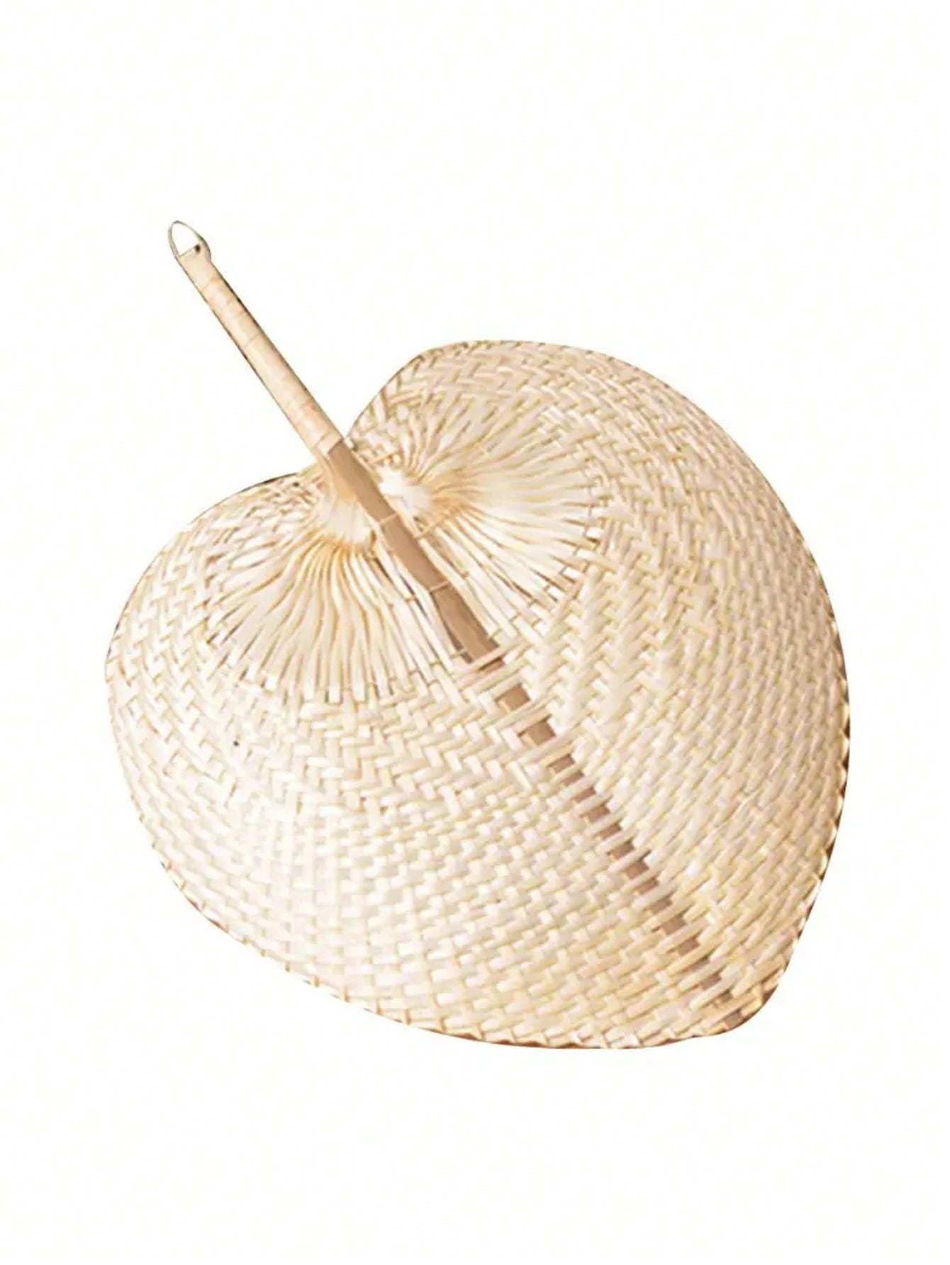 1PC Handmade Traditional Style Bamboo Woven Heart-Shaped Fan Summer ...