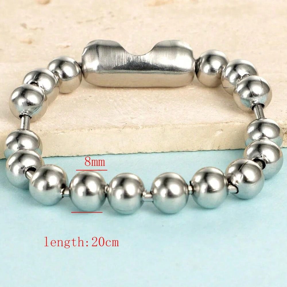 1pcs Stainless Steel Ball Bead Bracelet For Men Women Gold/Silver Color 8mm Metal Bead Chain ...