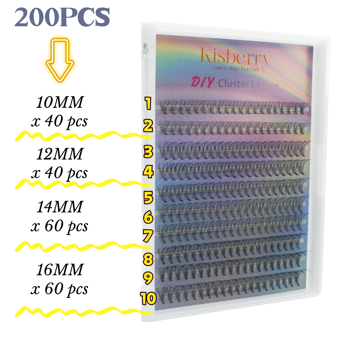 200pcs Clusters Lashes D Curl 10-16mm Mix Individual Lashes 0 ...