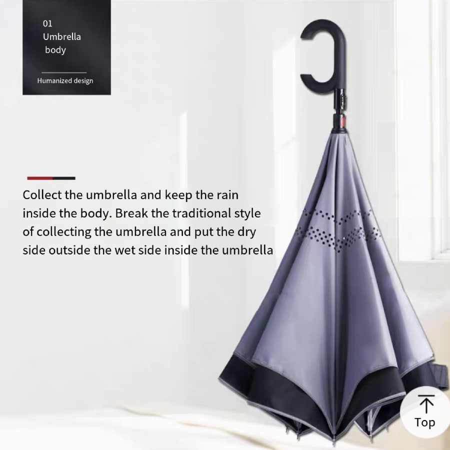 1pc Double Layer Automatic Straight Umbrella With Inverted Design And ...
