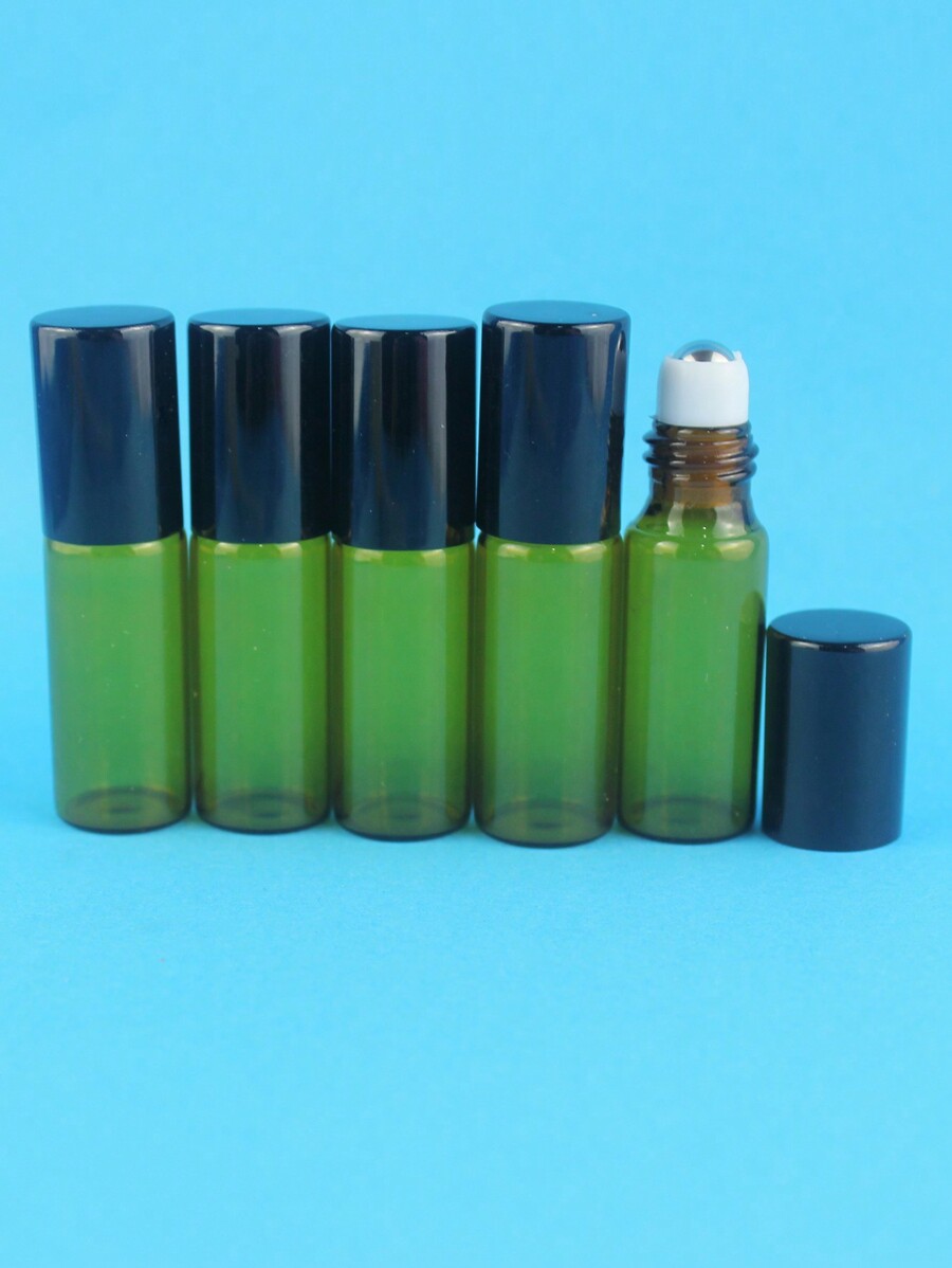 5pcs/Pack 5ml Tea-Colored Lightproof Glass Roll-On Bottles, Stainless ...