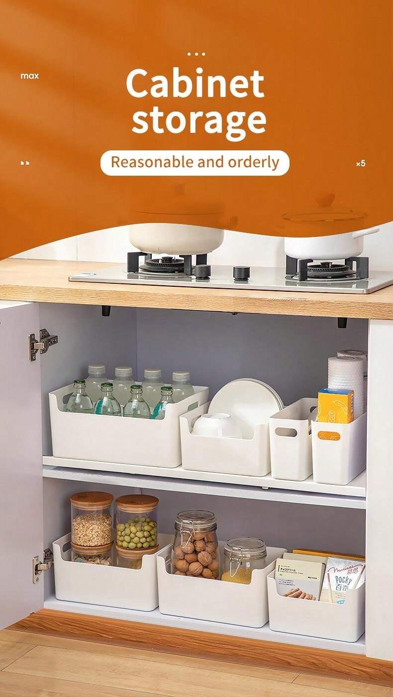 1pc Kitchen Cabinet Storage Box, Large Capacity Plastic Basket For ...