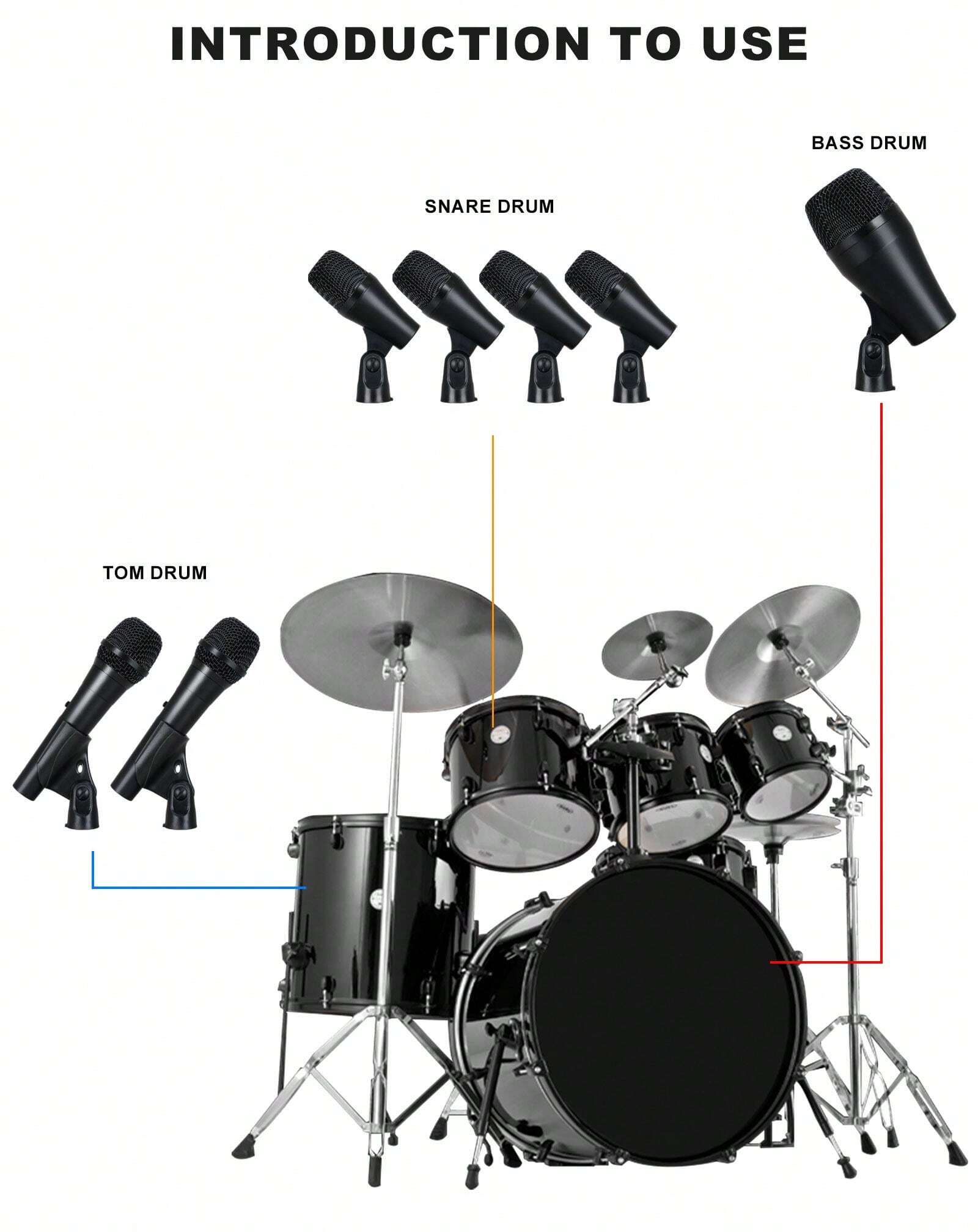 DRUMKIT 7 Drum 7-Piece Wired Dynamic Drum Mic , Drum Microphone Set Professional Band ...