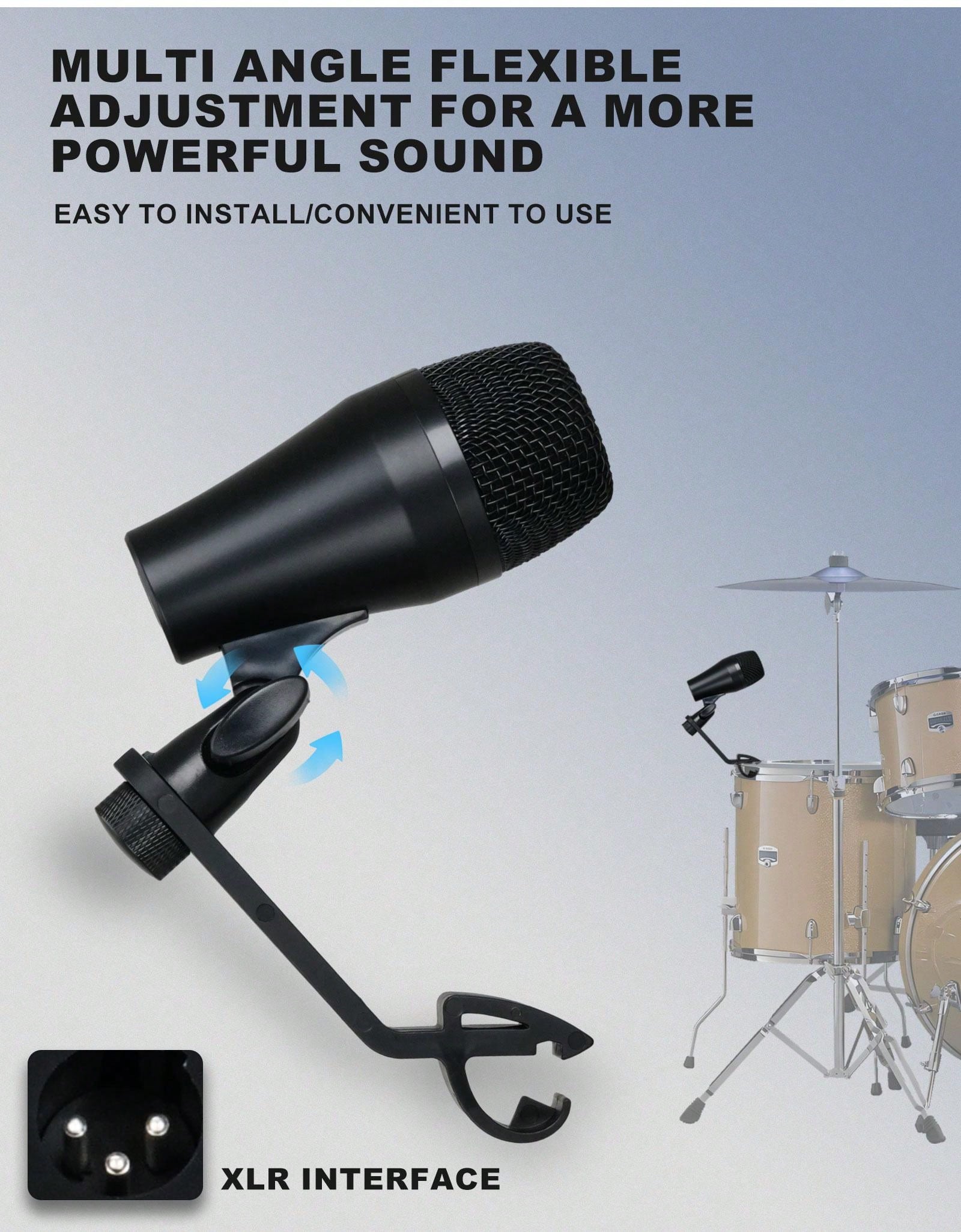 DRUMKIT 7 Drum 7-Piece Wired Dynamic Drum Mic , Drum Microphone Set ...