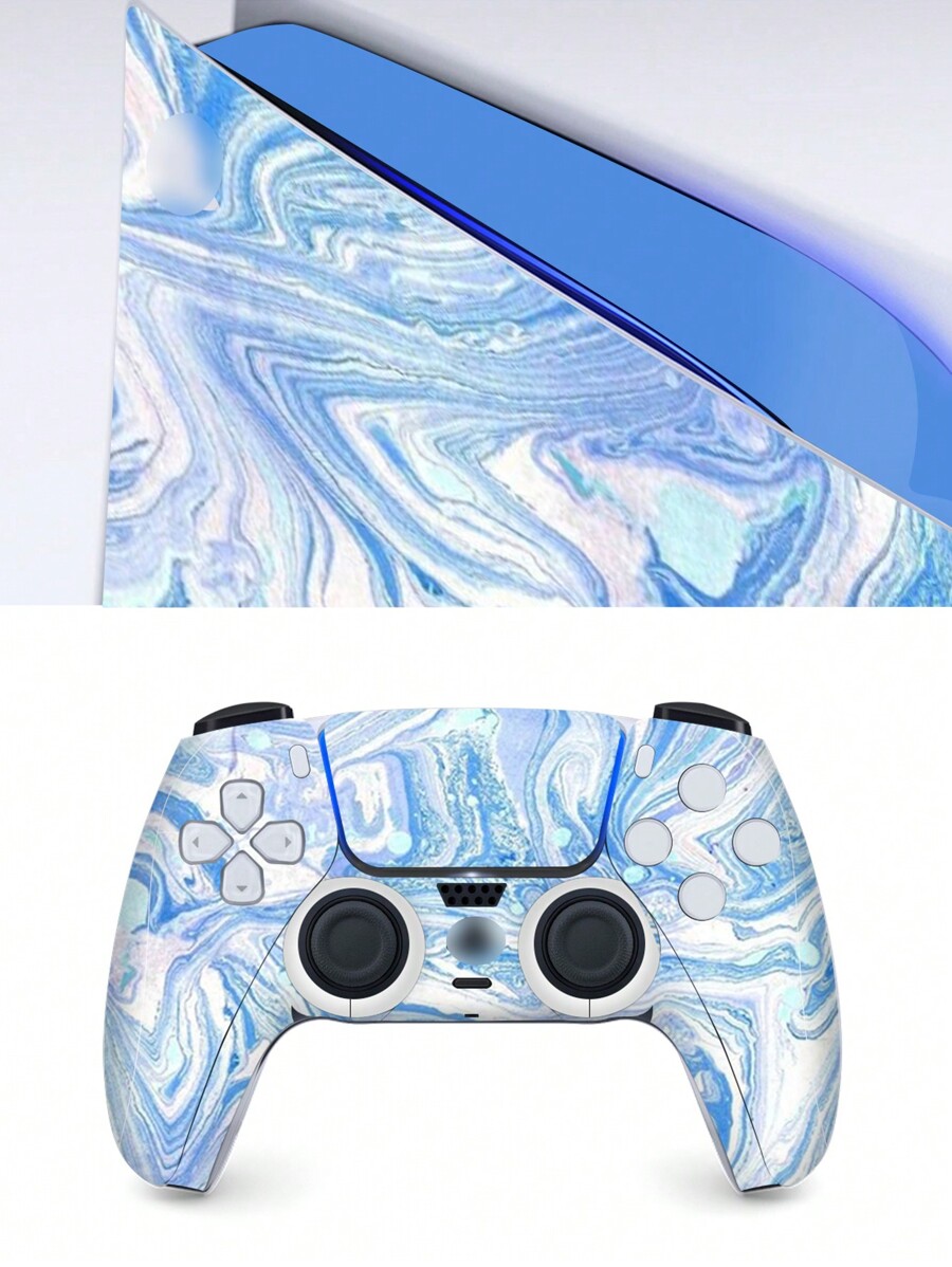 6pcs Sky Blue Pattern Ps5 Game Console Sticker | SHEIN UK